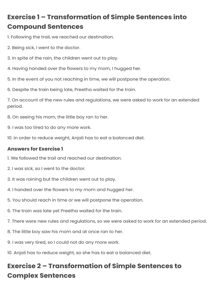 Exercise 1 For Simple Complex | PDF