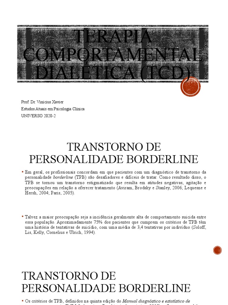 Terapia Comportamental Dialética (TCD) | PDF