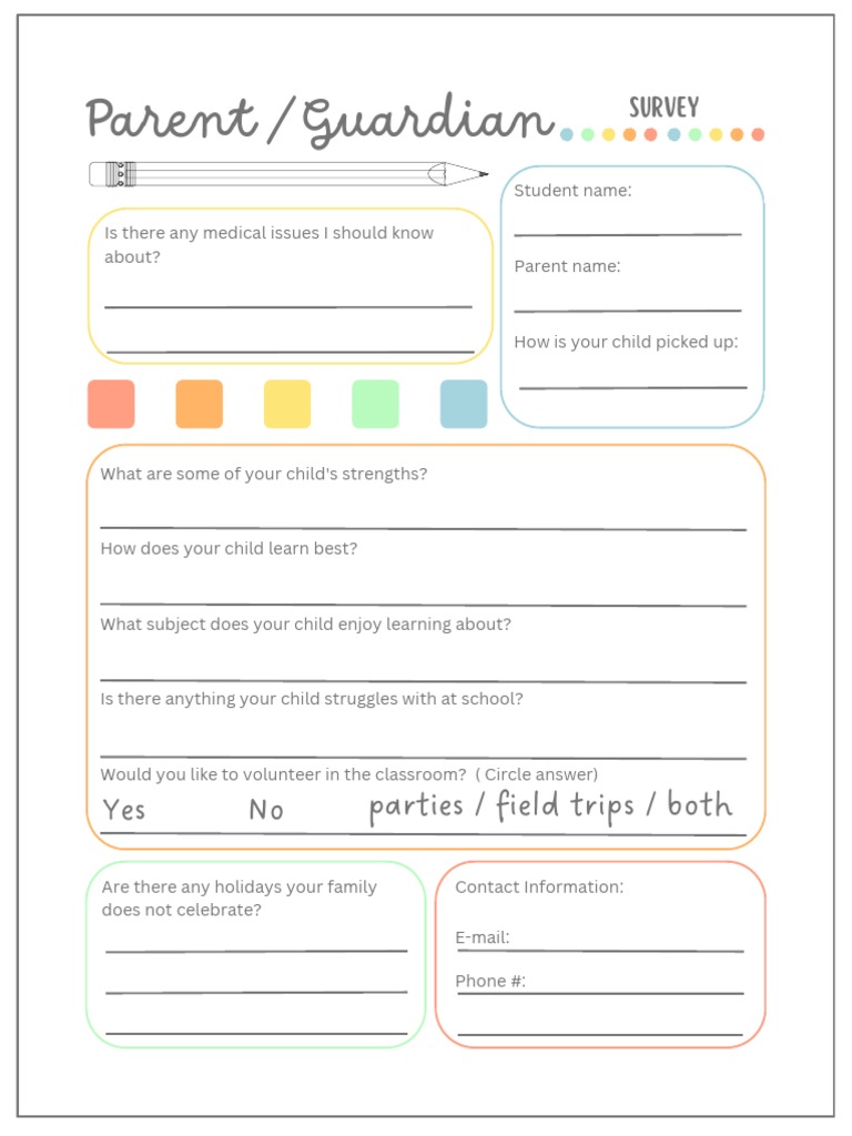 Colorful Pastel Printable Back-To-School Parent Survey (1) | PDF