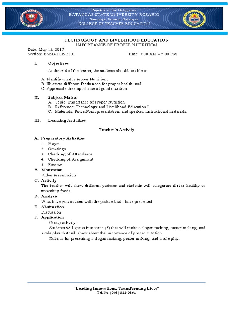 Lesson Plan TLE | PDF