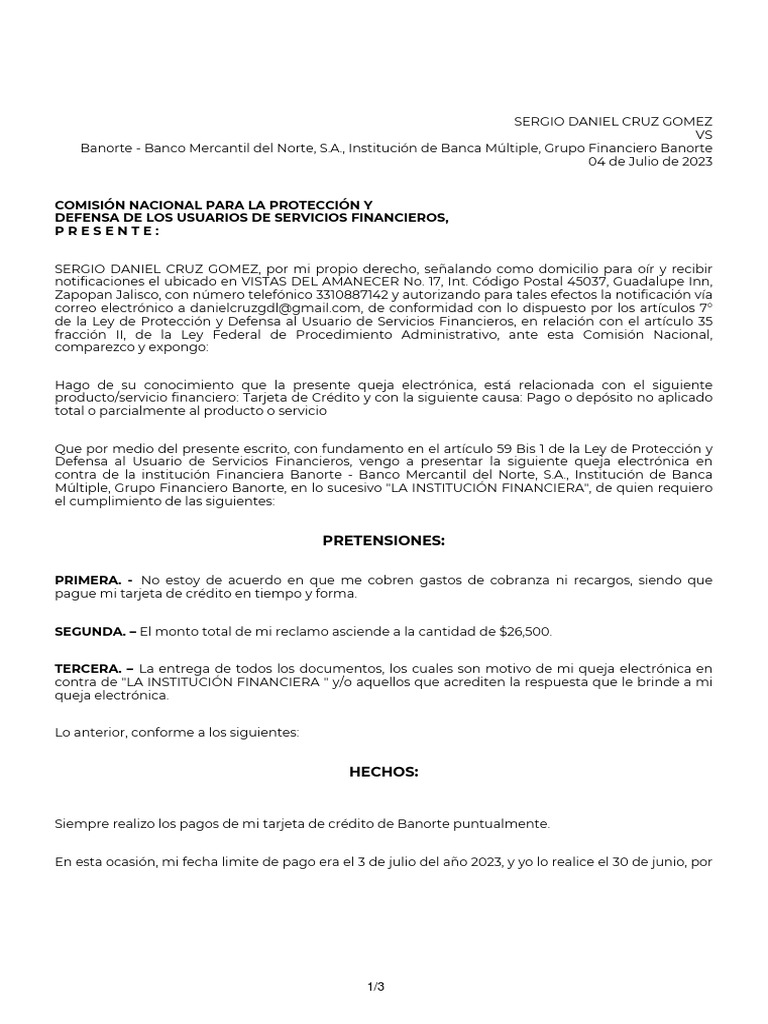 Formato de Queja | PDF