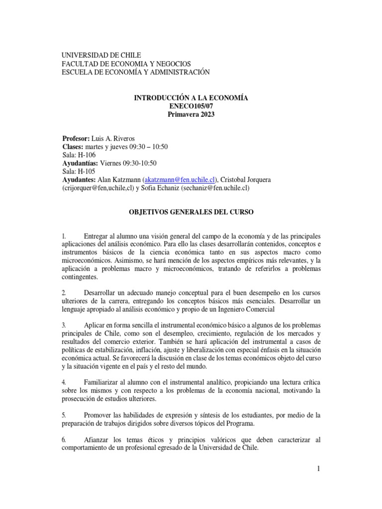 Programa IntroEco Primavera 2023 | PDF