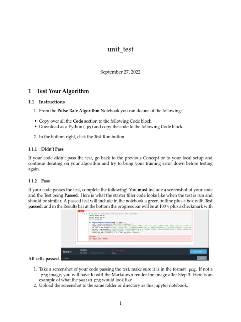 Unit Test for Pulse Rate Algorithm | PDF | Computers | Technology ...