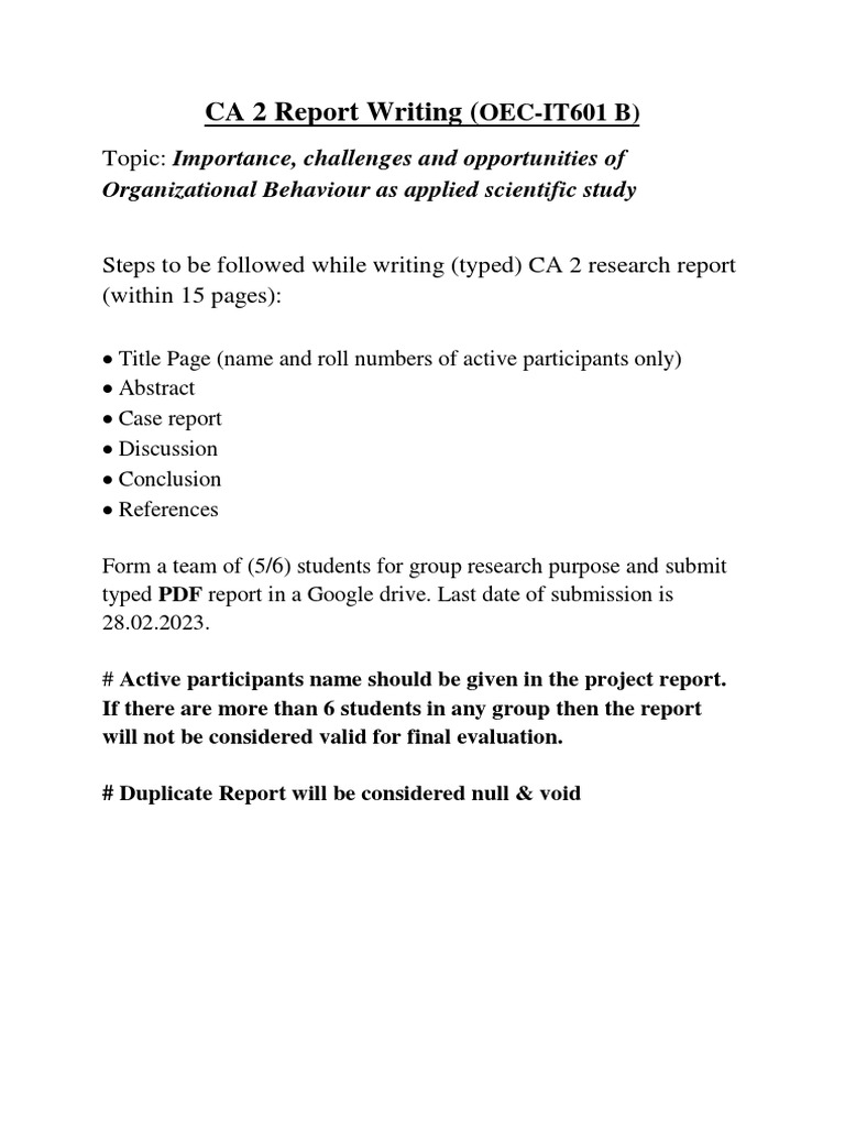 CA 2 Report Writing OEC-IT601 B | PDF | Career & Growth | Business