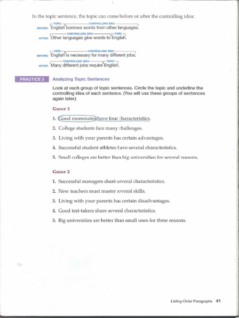 Paragraph Structure and Exercises PDF | PDF