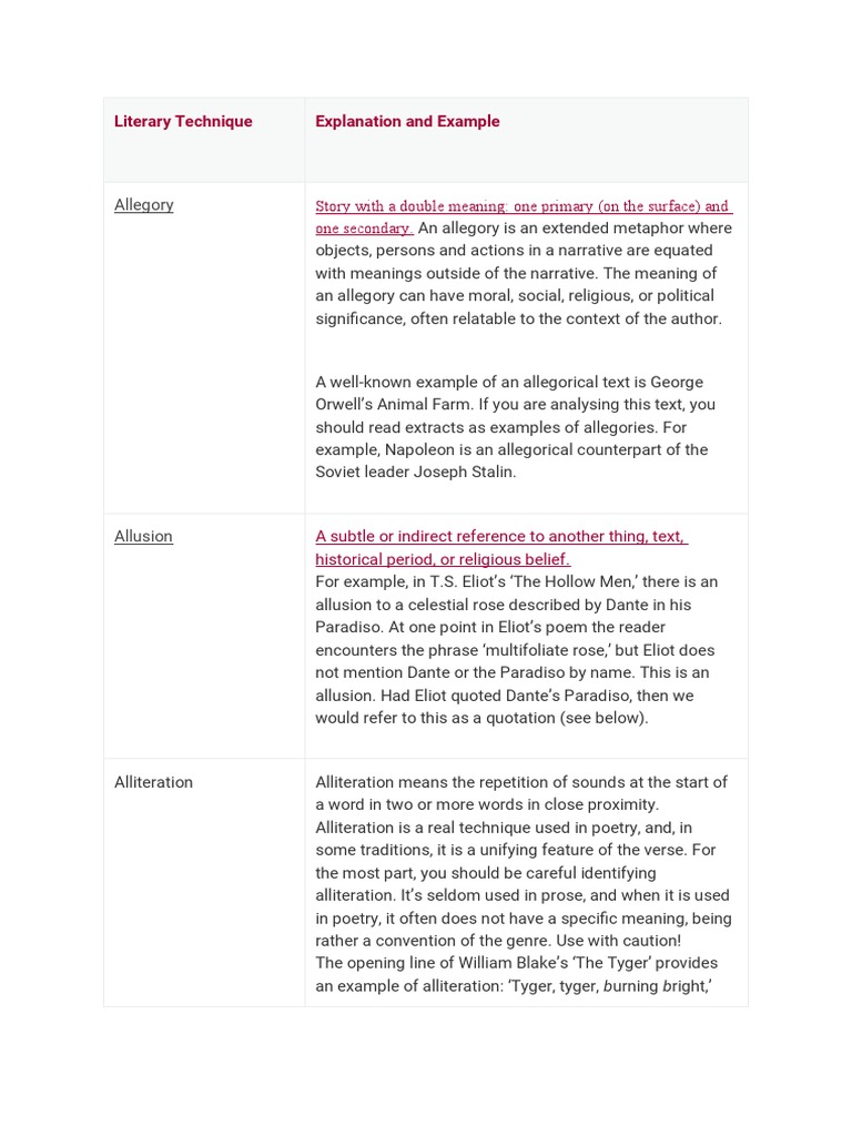 Literary Techniques & Devices | PDF