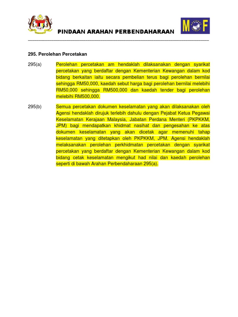 AP 295 Perolehan Percetakan | PDF