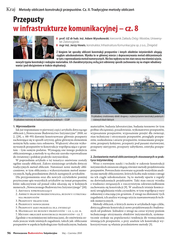 Przepusty W Infrastrukturze Komunik | PDF