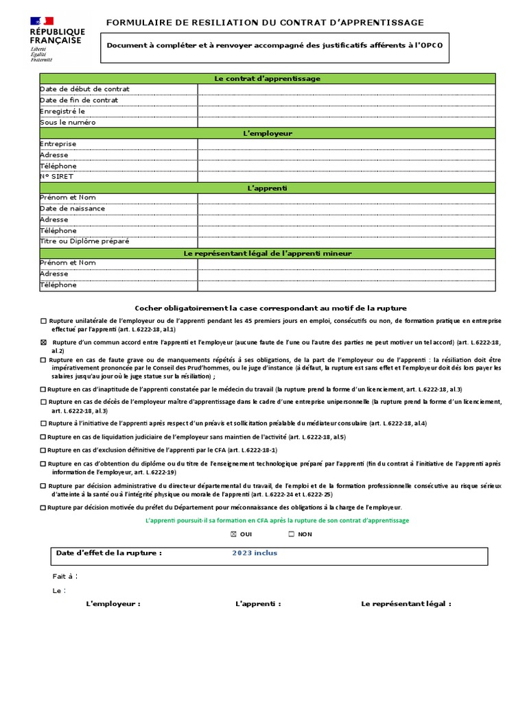 formulaire_résiliation_contrat-d-apprentissage_2023 | PDF