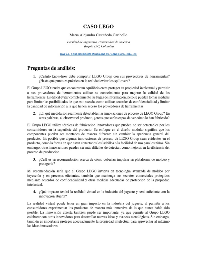 Caso Lego Preguntas | PDF