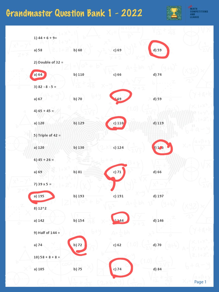 2-2022 Grandmaster Question Bank 1 | PDF
