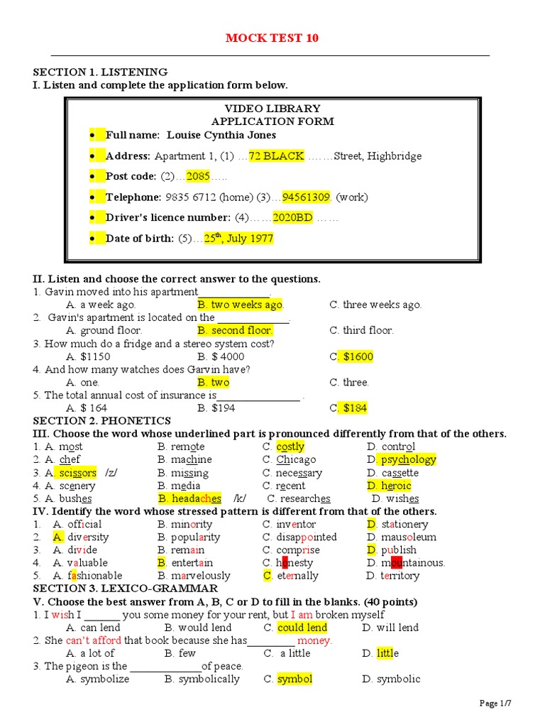 10. ĐỀ SỐ 10 HSG ANH 9 HUYỆN | PDF