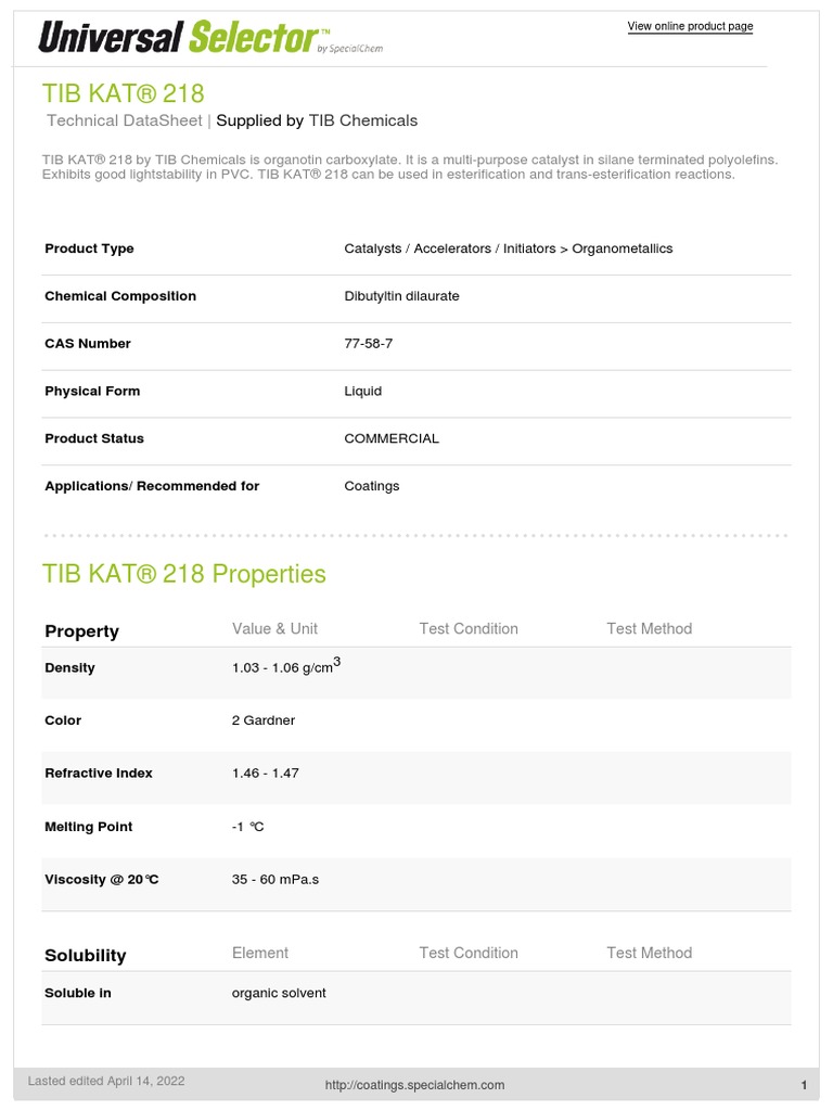 TIB KAT® 218 - TIB Chemicals | PDF