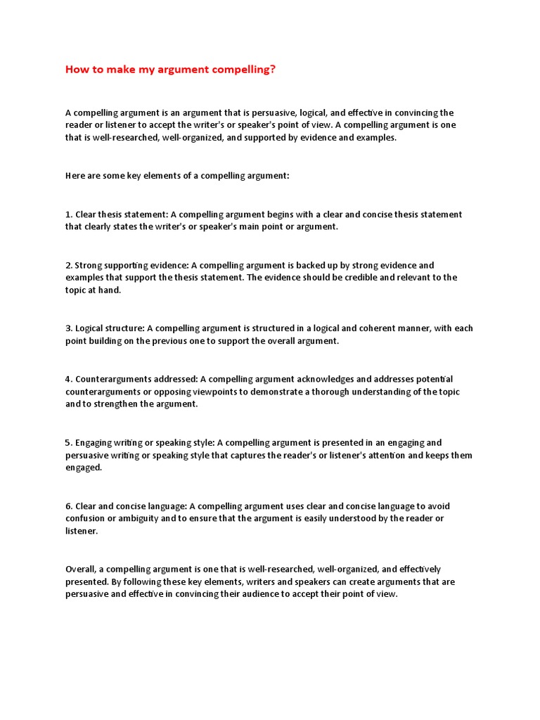 How To Make My Argument Compelling | PDF
