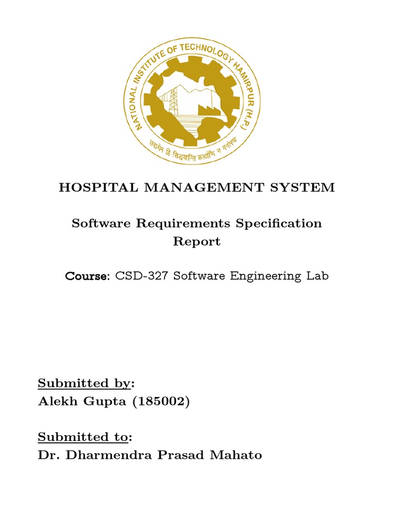 Hospital Management System SRS | PDF | Computers | Technology & Engineering
