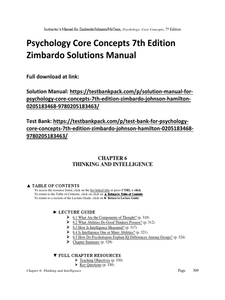 Psychology Core Concepts 7th Edition Zimbardo Solutions Manual Download ...