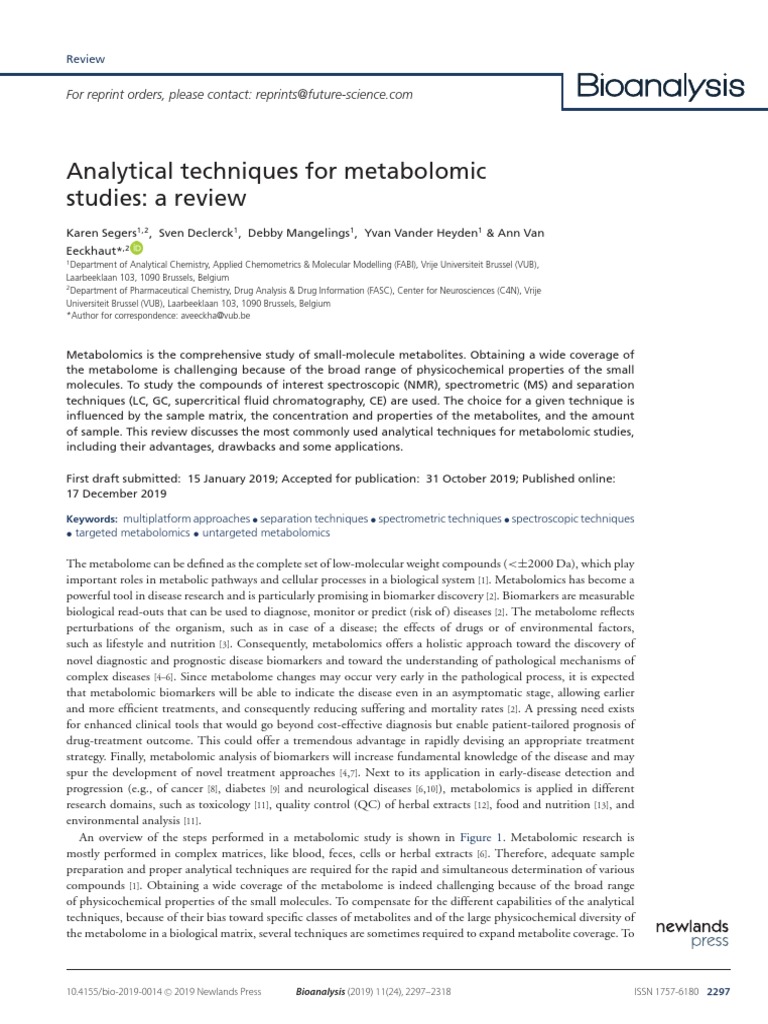 Metabolomic Techniques Overview | PDF