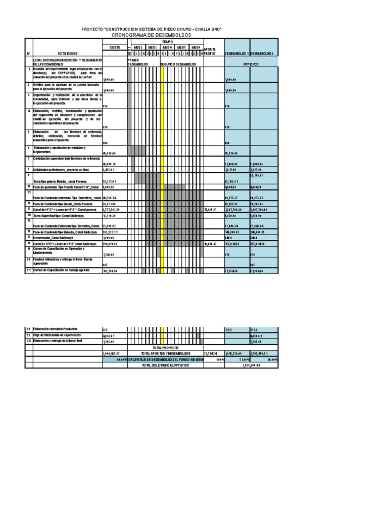 Cronograma de Desembolsos Iriccina | PDF