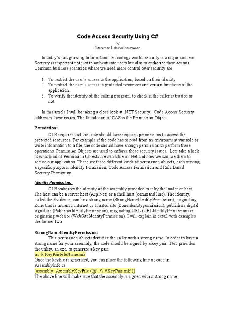 CAS Using C# | PDF