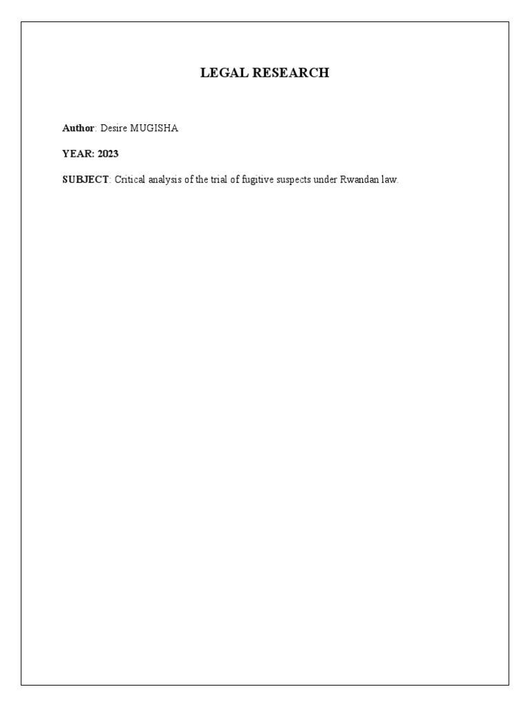 Fugitive Suspect Trial Under Rwandan Law | PDF