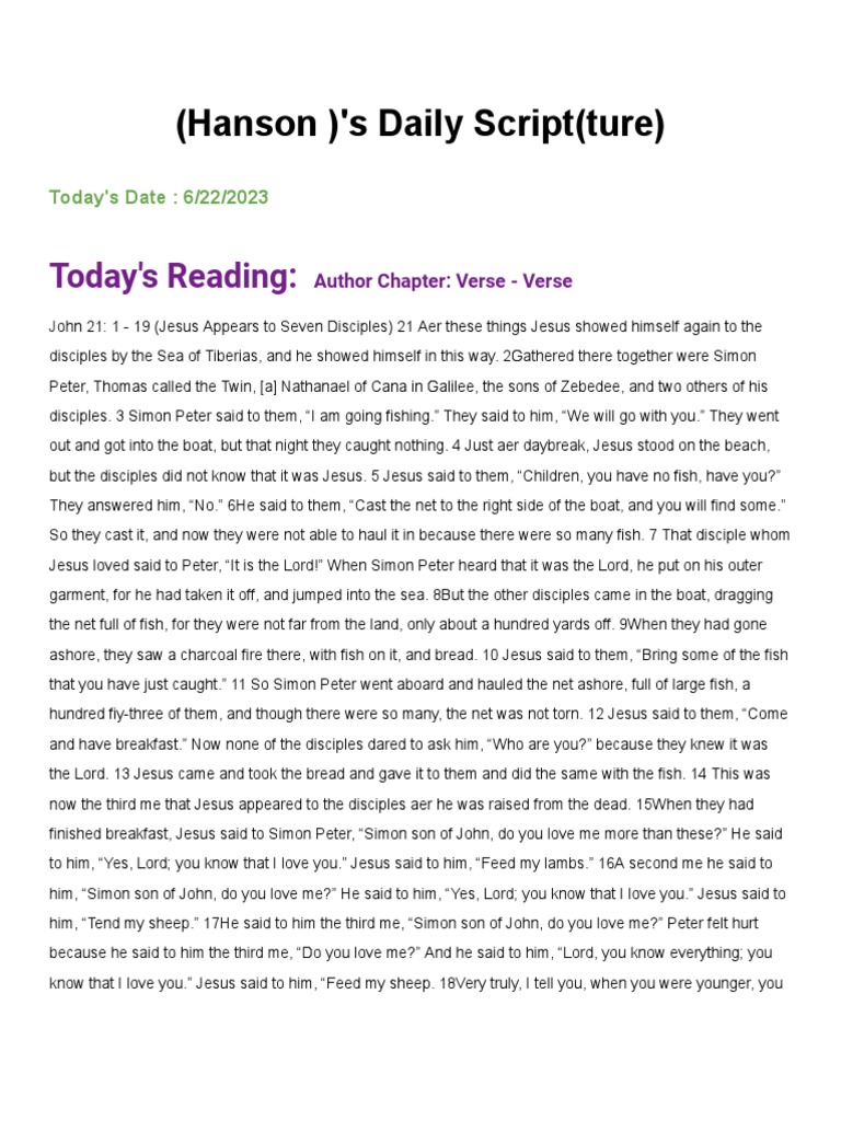 Daily Script (Ture) Template | PDF