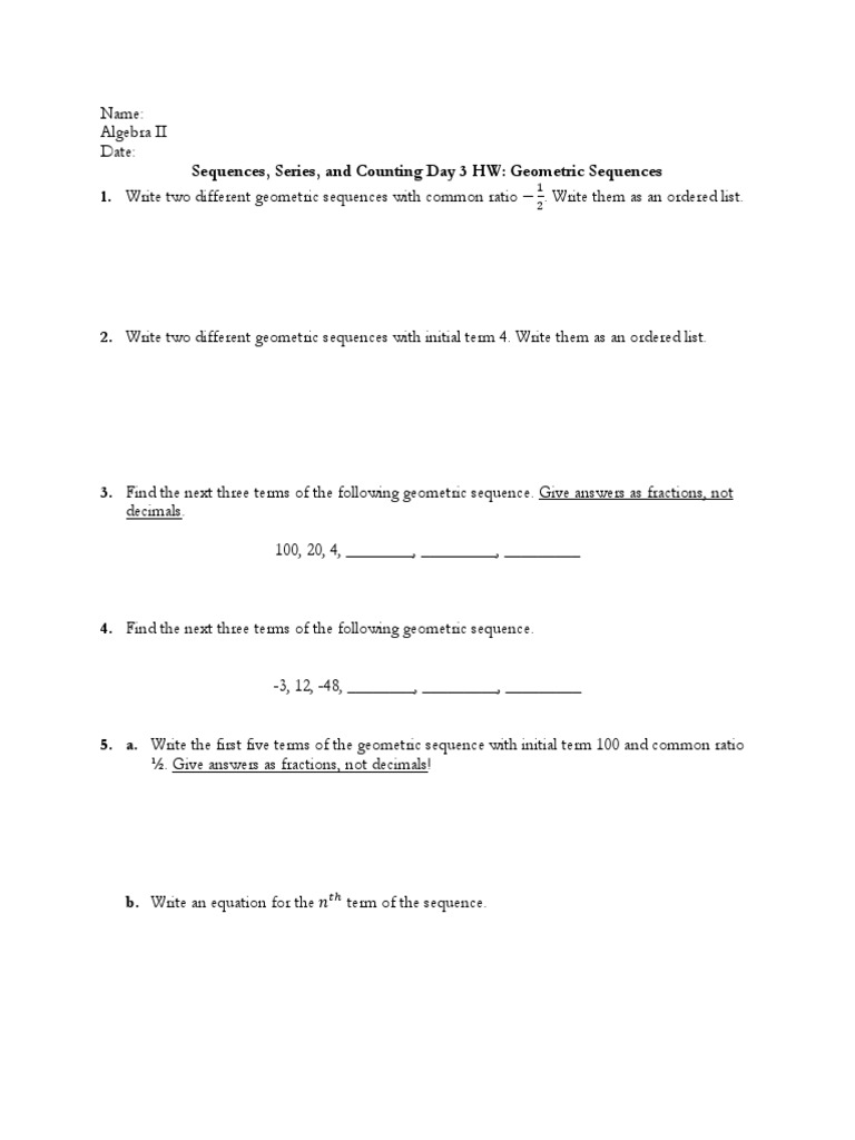 SSC Day 3 HW Geometric Sequences | PDF | Teaching Methods & Materials ... SSC Day 3 HW Geometric Sequences | PDF | Teaching Methods & Materials ...