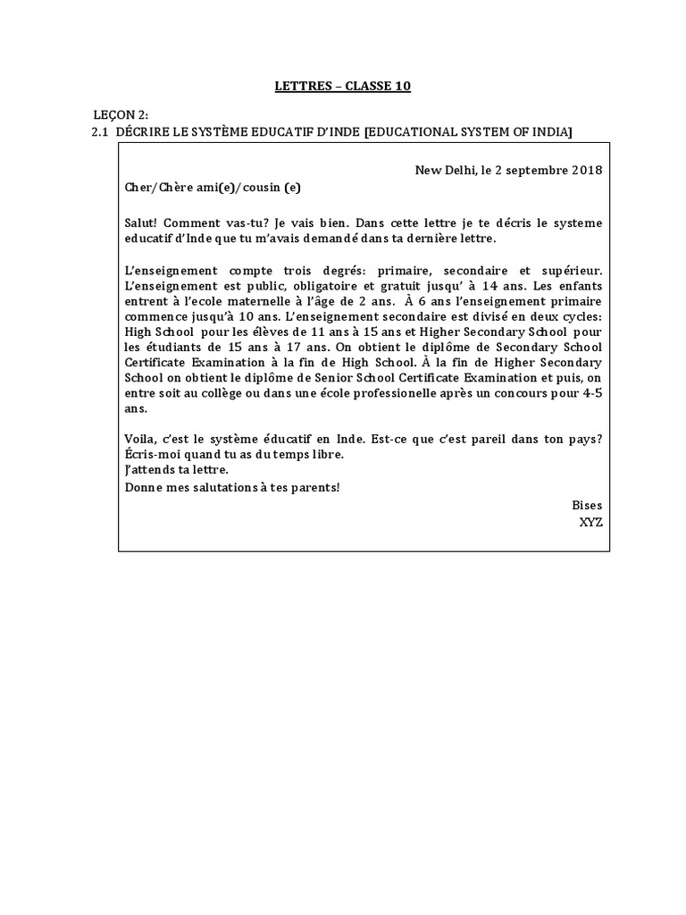 Grade 10 Lettres | PDF