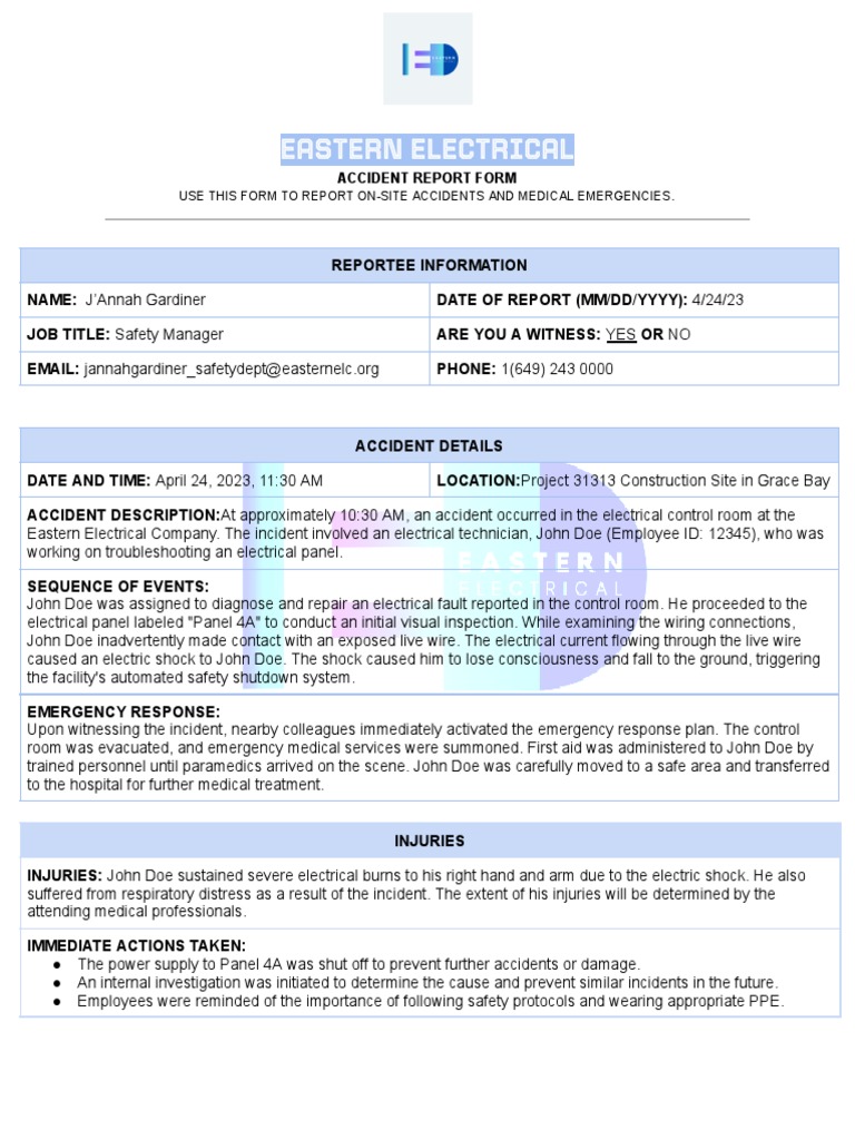 Electrical SBA Accident Report | PDF
