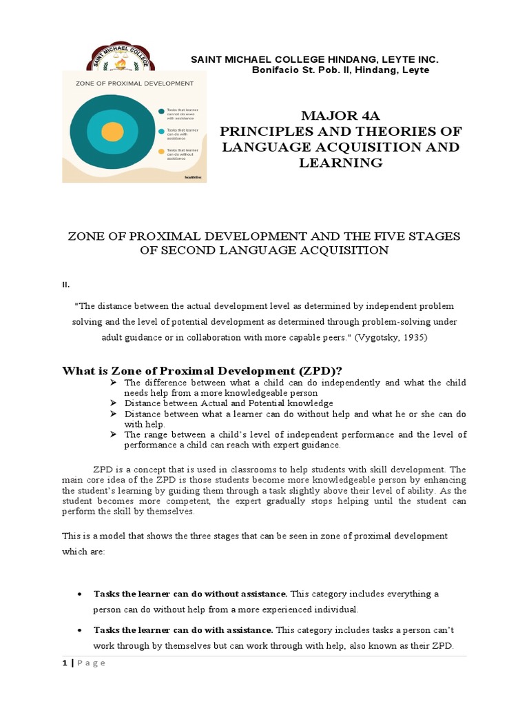 Zone of Proximal Development and Stages of Language Acquisition | Download Free PDF | Second ...