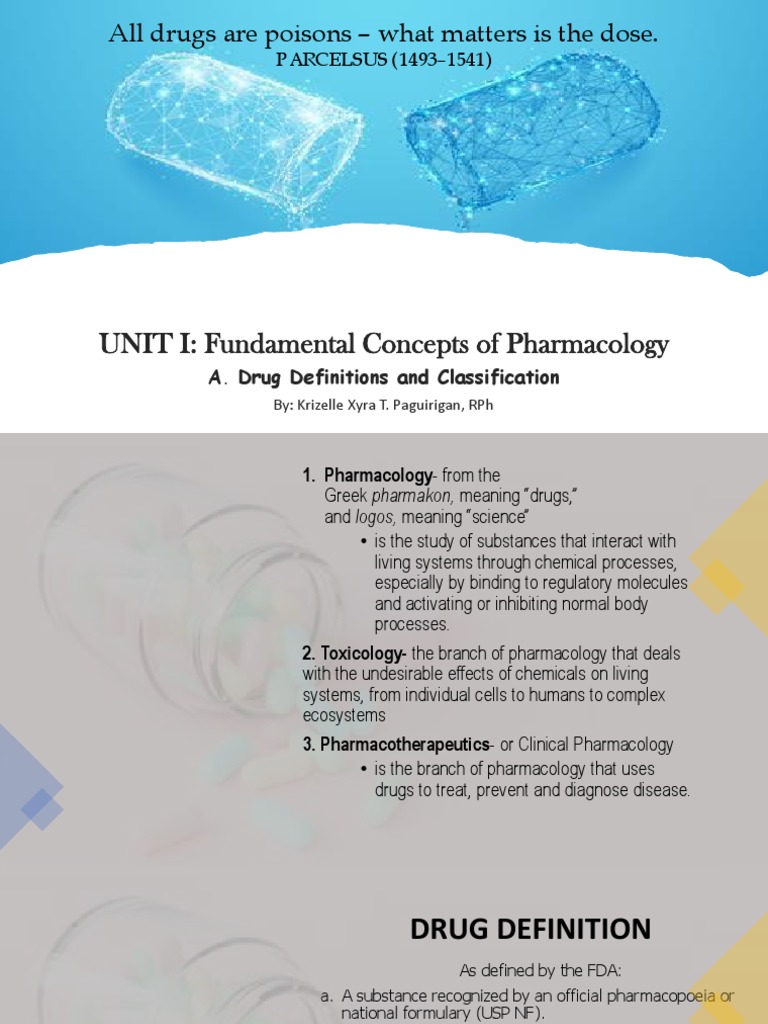 UNIT I Fundamental Concepts of Pharmacology | PDF