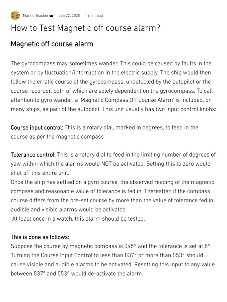Testing Magnetic Off Course Alarm | PDF | Technology & Engineering