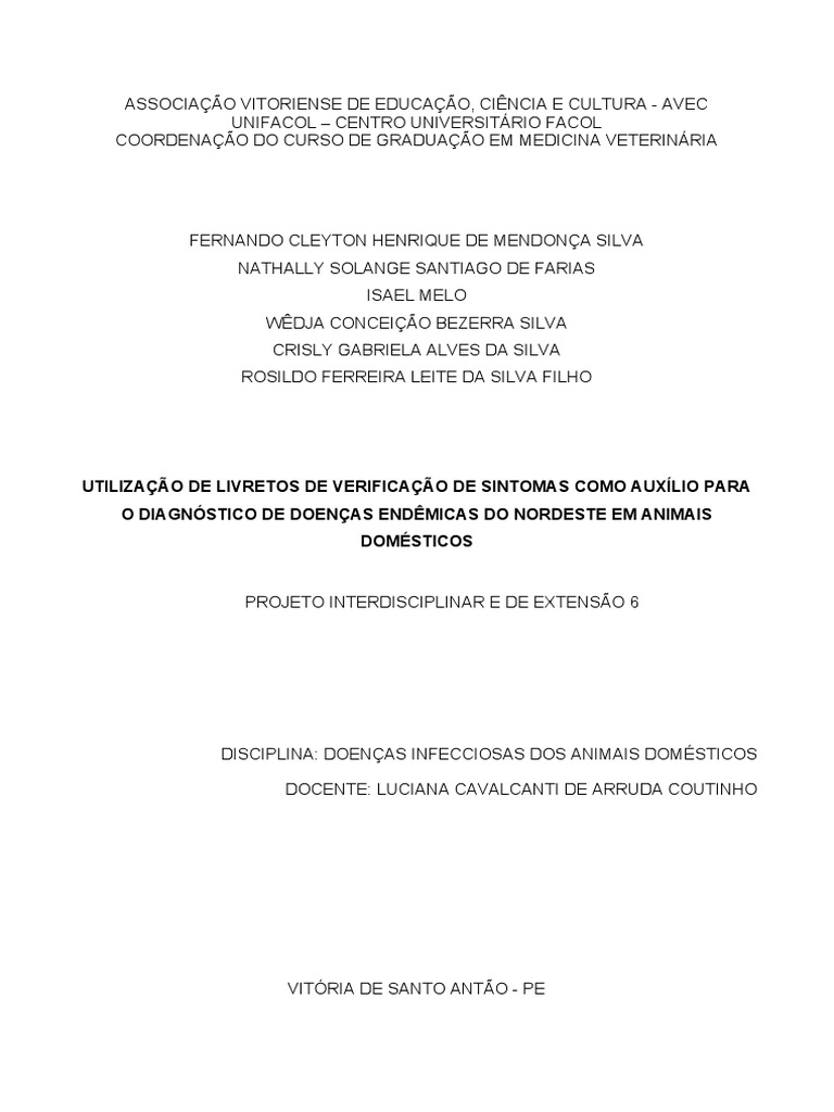 Modelo - Relatório - Projeto Interdisciplinar | PDF