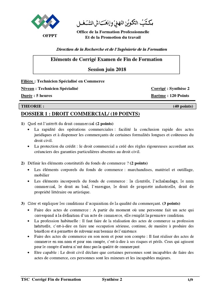 Corrigé EFF 18 v2 | PDF