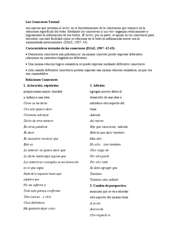 Los Conectores Textual | PDF