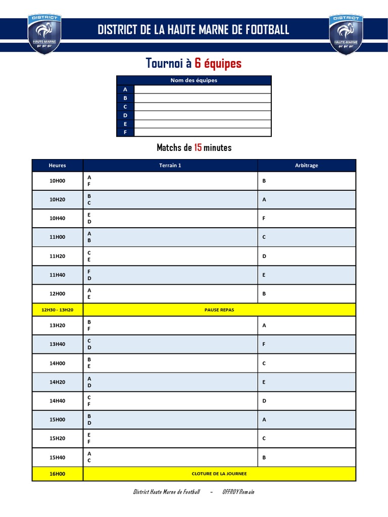 Organisation Tournoi 6 Équipes 1 | PDF