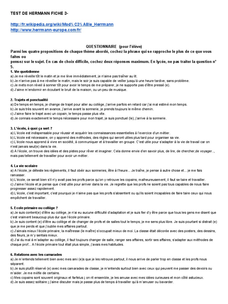 Test de Hermann | PDF