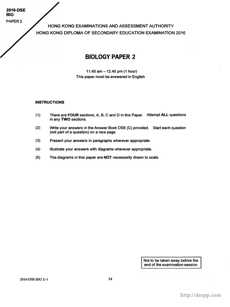 2016 Dse Bio 2 1 | PDF