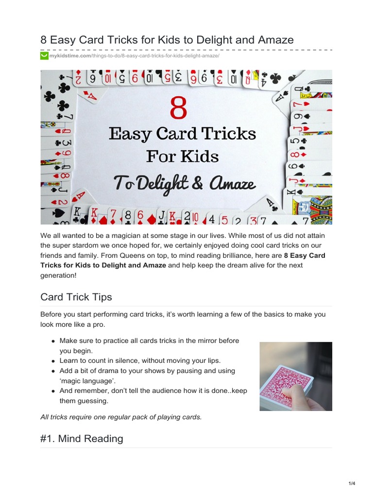 8 Easy Card Tricks For Kids To Delight and Amaze Mykidstime | PDF