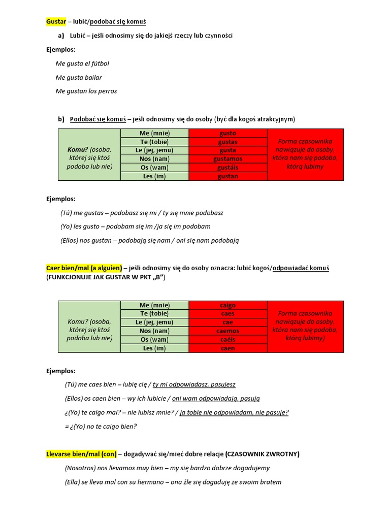 Gustar, Caer, Llevarse | PDF