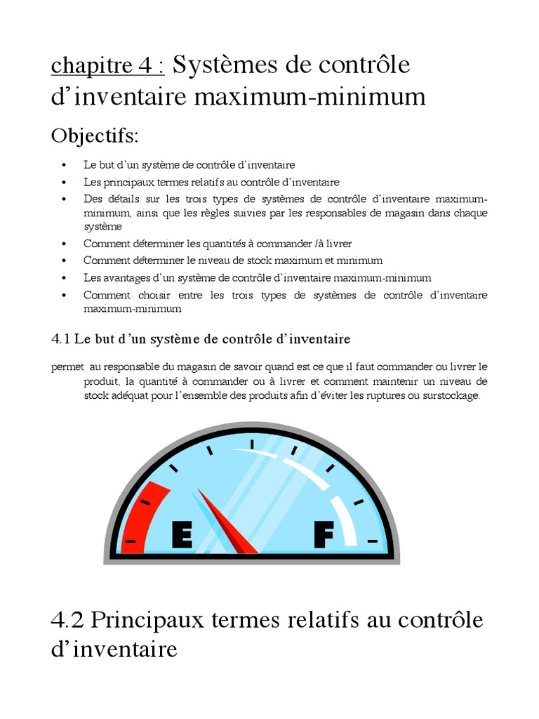 Systèmes de contrôle d'inventaire max-min | PDF