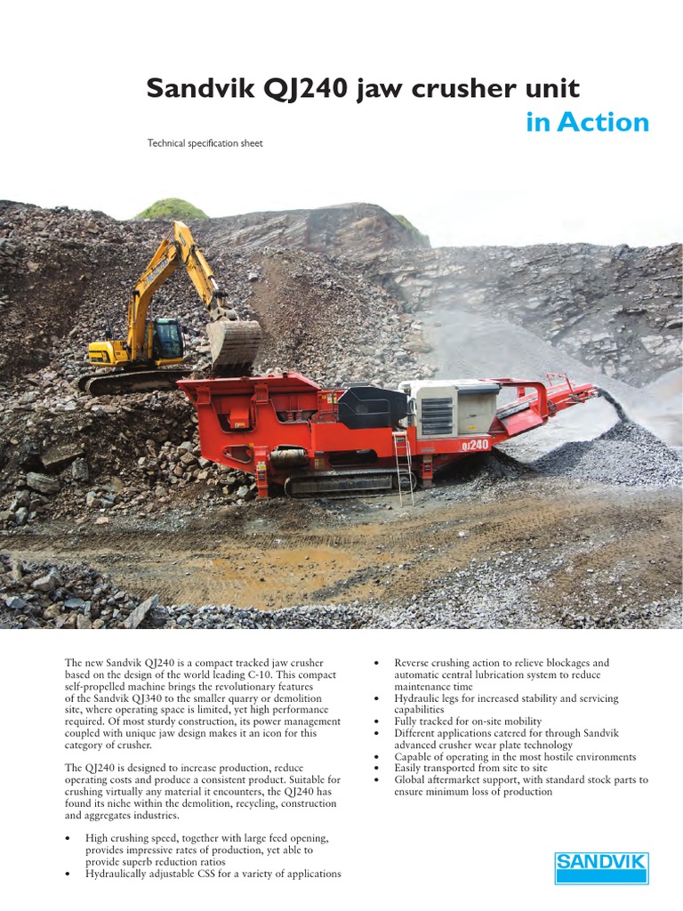 Sandvik QJ240 Jaw Crusher Overview | PDF