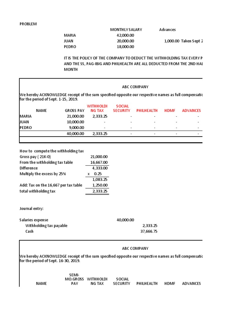 Illustrative Problem Payroll | Download Free PDF | Payroll Tax | Taxes