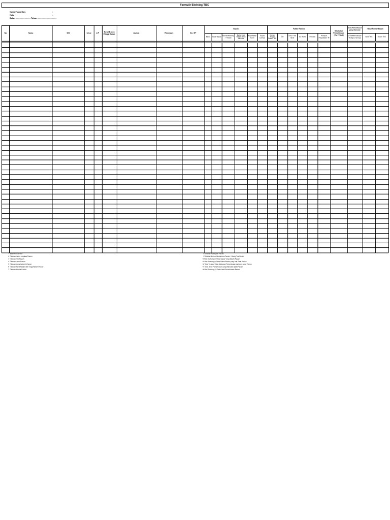 Form Skrining Pekan Penjaringan TBC | PDF
