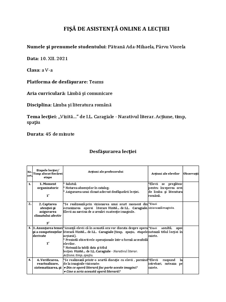 Fișă de asistență online a lecției | PDF