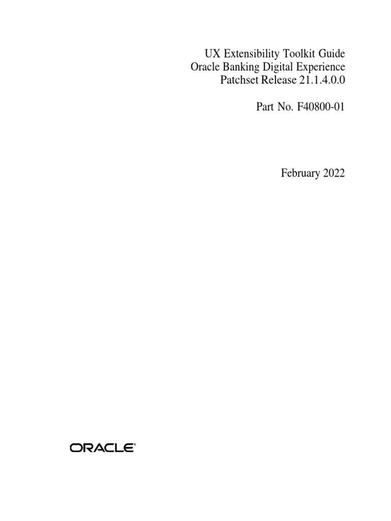 Oracle Banking Digital Experience UX Extensibility Toolkit | PDF