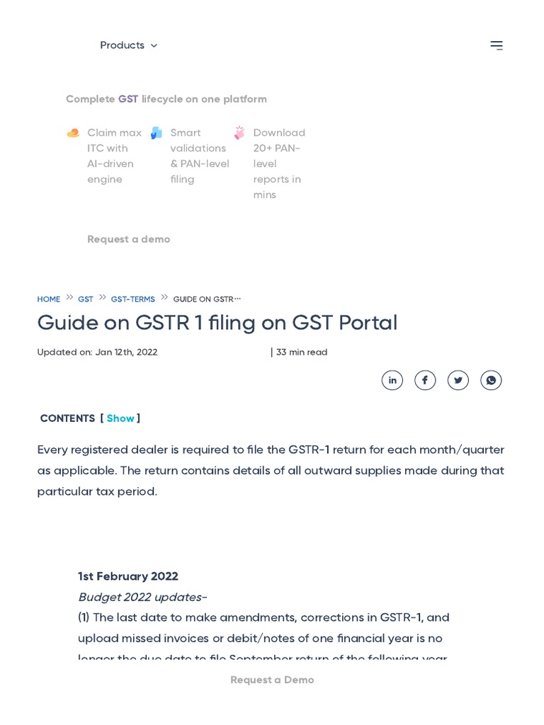 Guide On GSTR 1 Filing On GST Portal | PDF | Computing | Software