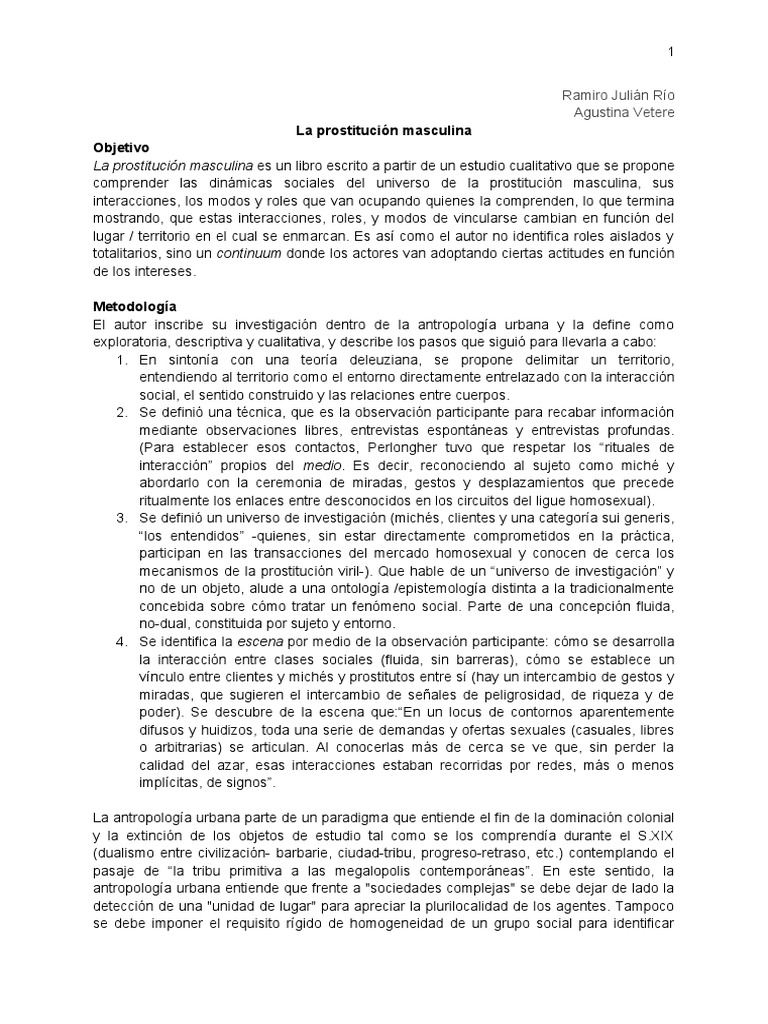 Reseña La Prostitución Masculina Nestor Perlongher Pdf
