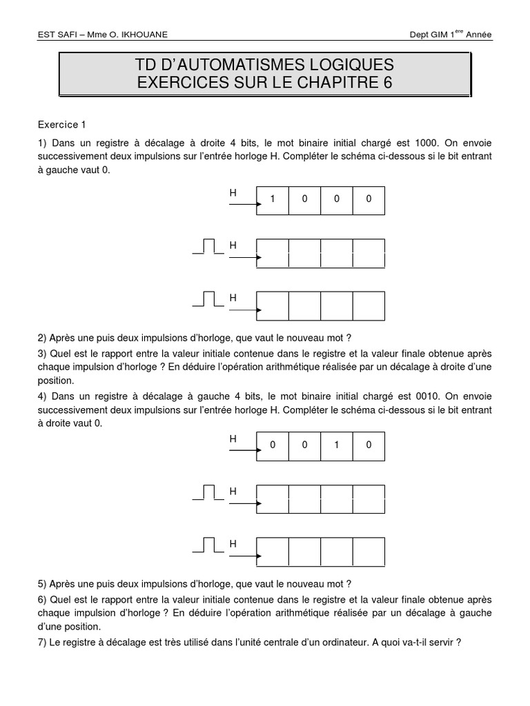 Automatisme TD6 | PDF
