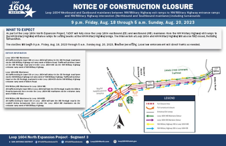 Loop 1604 at NW Military Hwy Closure Information | PDF