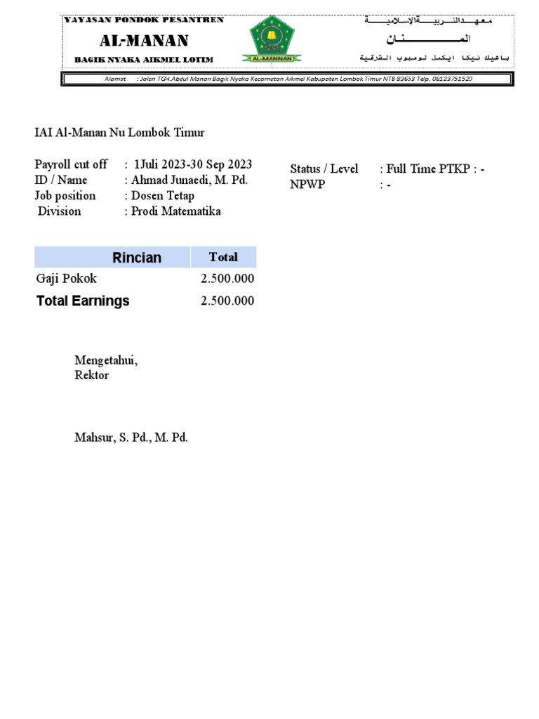 Template Slip Gaji Karyawan | PDF